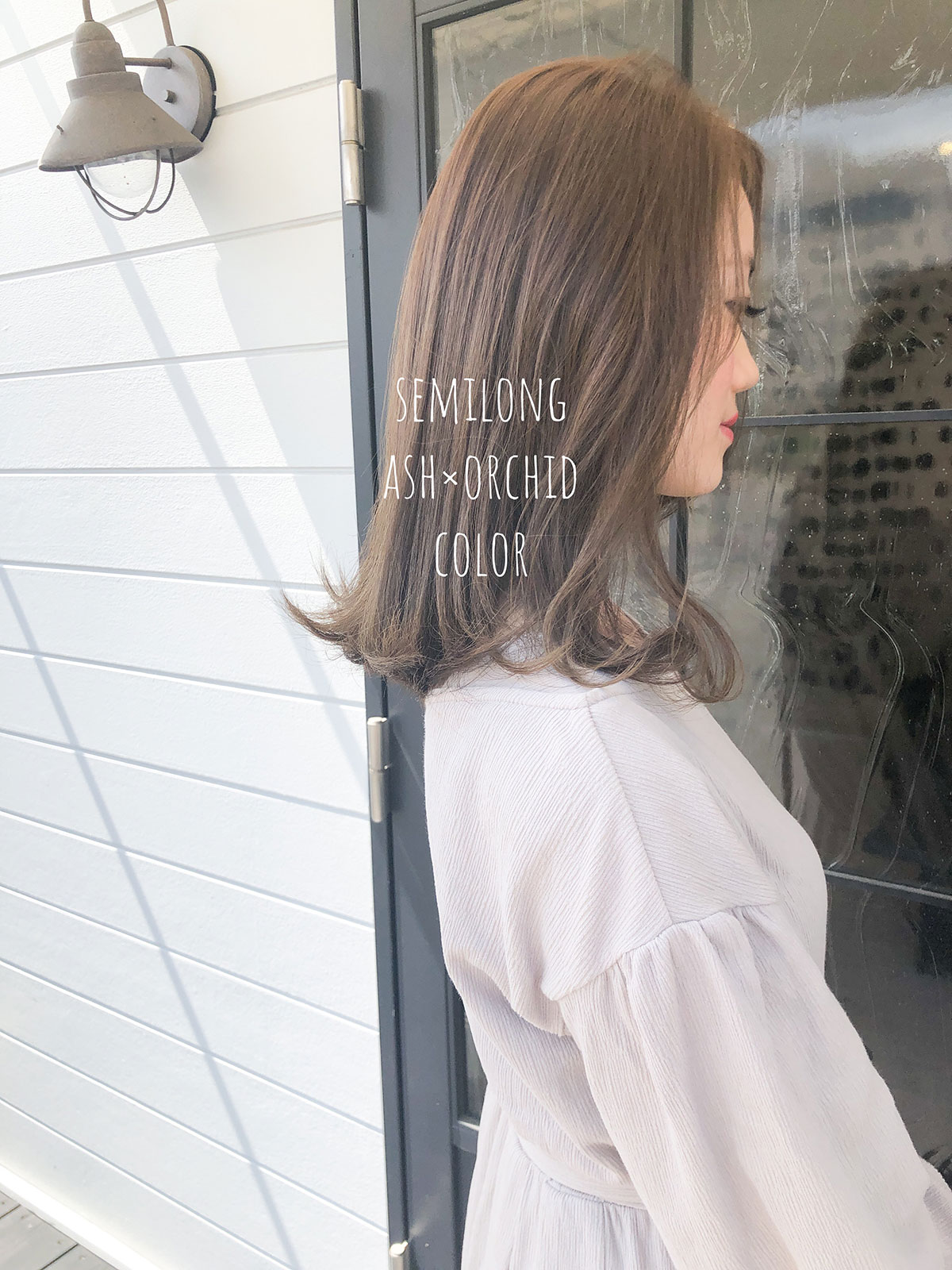 Semilong ash × Orchid color | 津山市の美容室・美容院｜BeBe hair space（ヘアサロン）